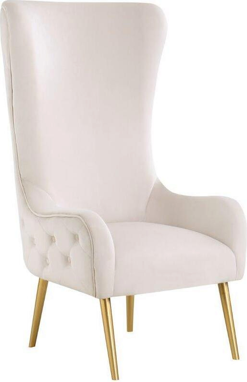 Venetian Cream Tufted Velvet High Back Arm Chair by Best Master ...
