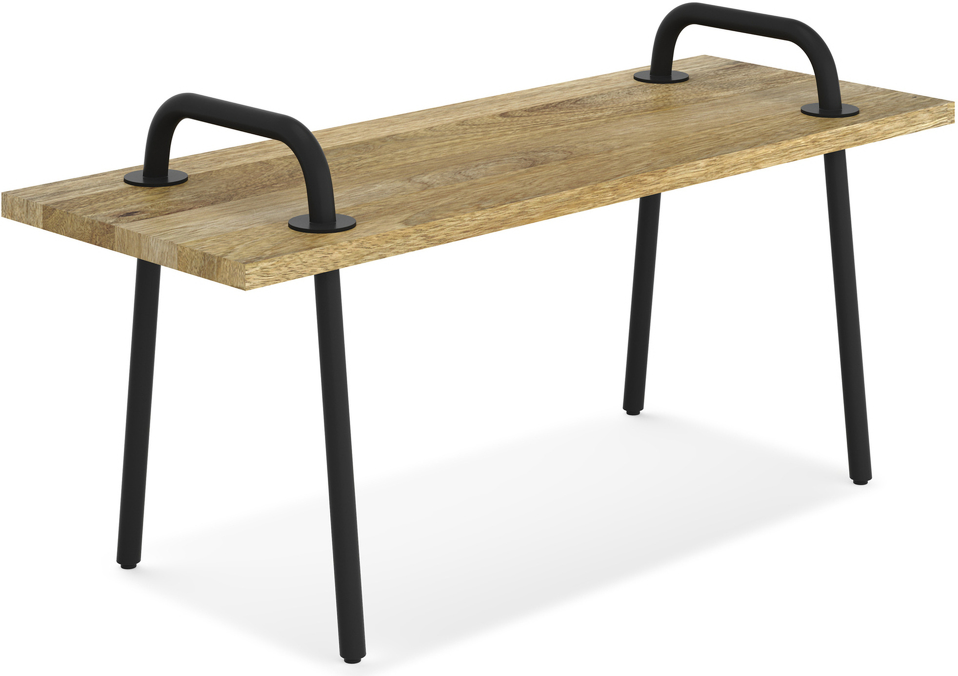 Verity 42 Inch Entryway Bench with Metal Legs and Handles In Black and ...