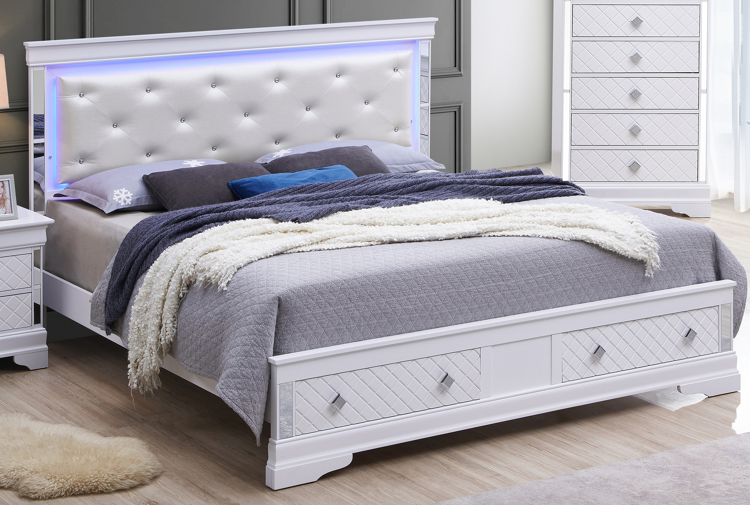 Verona Queen Bed In White by Glory | 1StopBedrooms