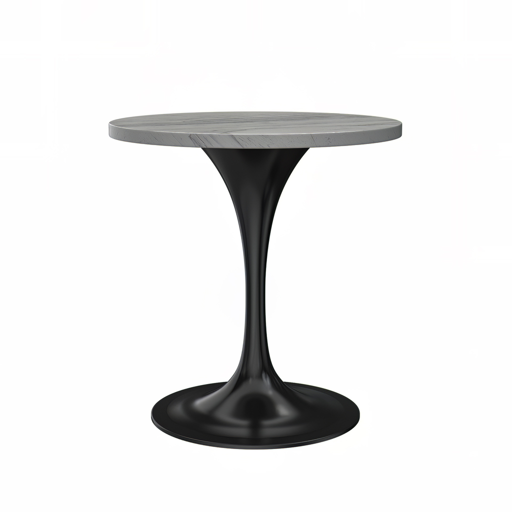 Verve 27 Inch Round Dining Table with Marbleized Top In Black and White ...