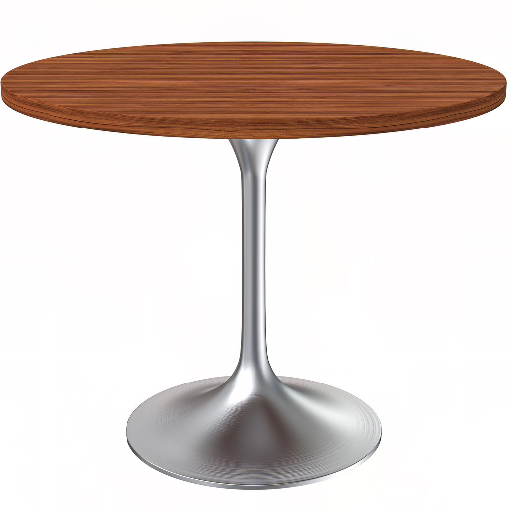 Verve 36 Inch Round Dining Table with MDF Top In Chrome and Cognac ...