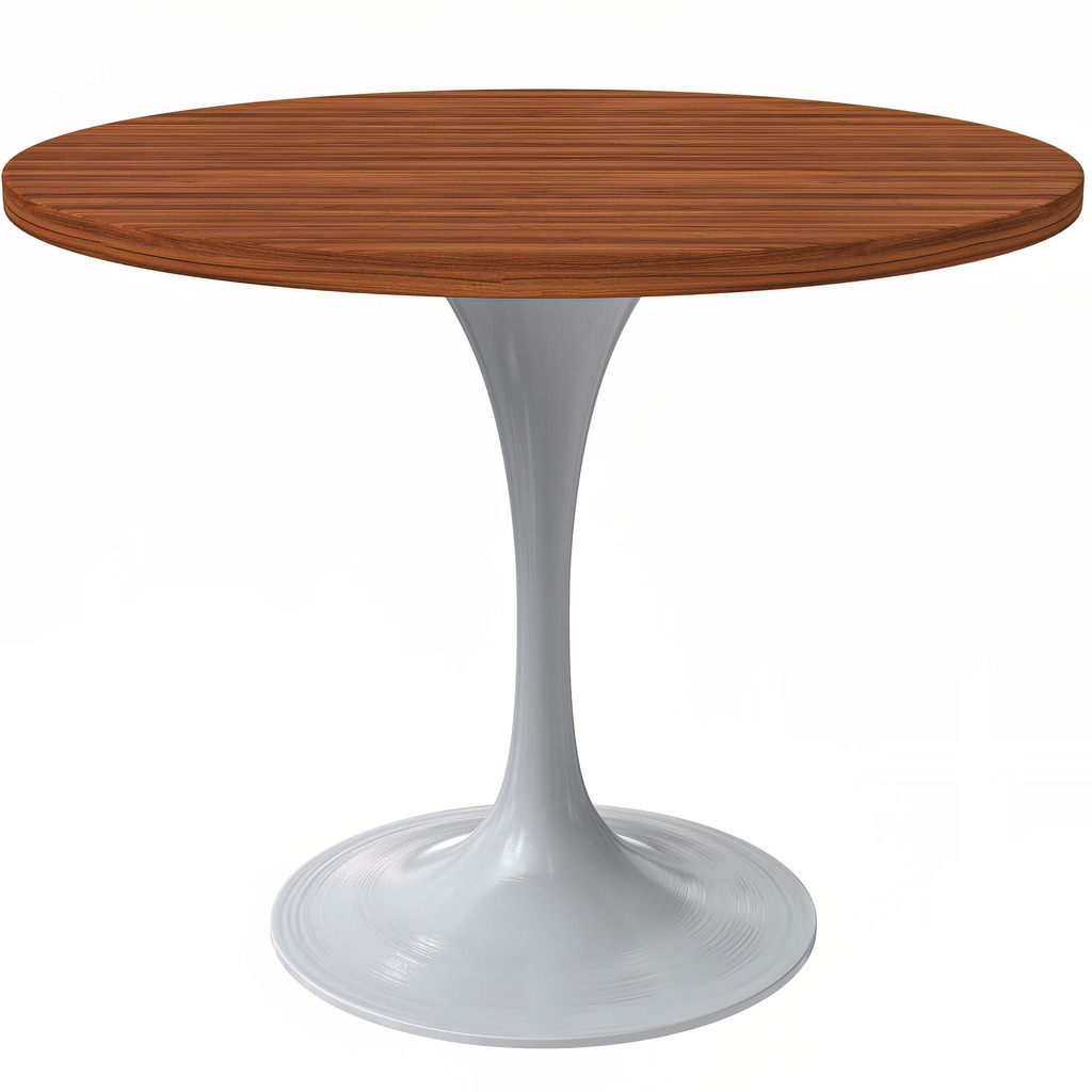 Verve 36 Inch Round Dining Table with MDF Top In White and Cognac Brown ...