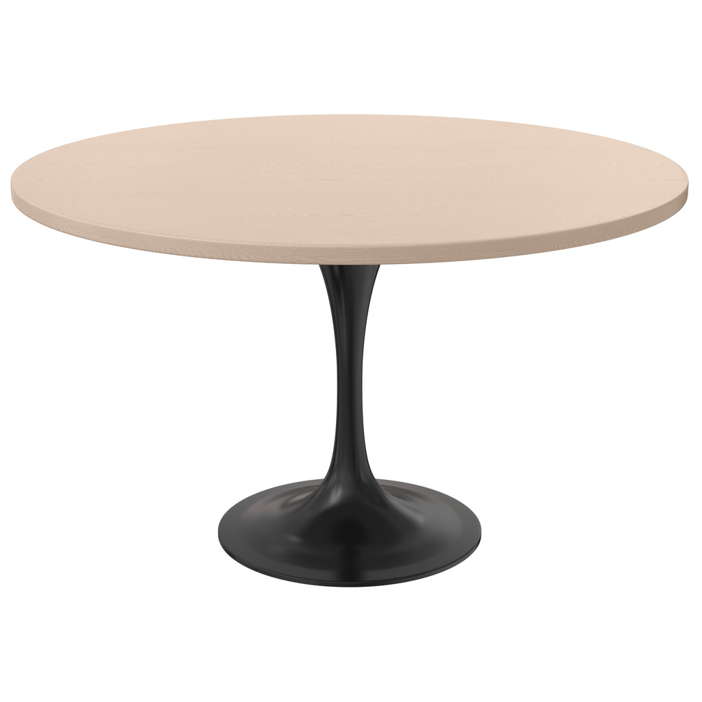 Verve 48 Inch Round Dining Table with MDF Top In Black and Natural by ...