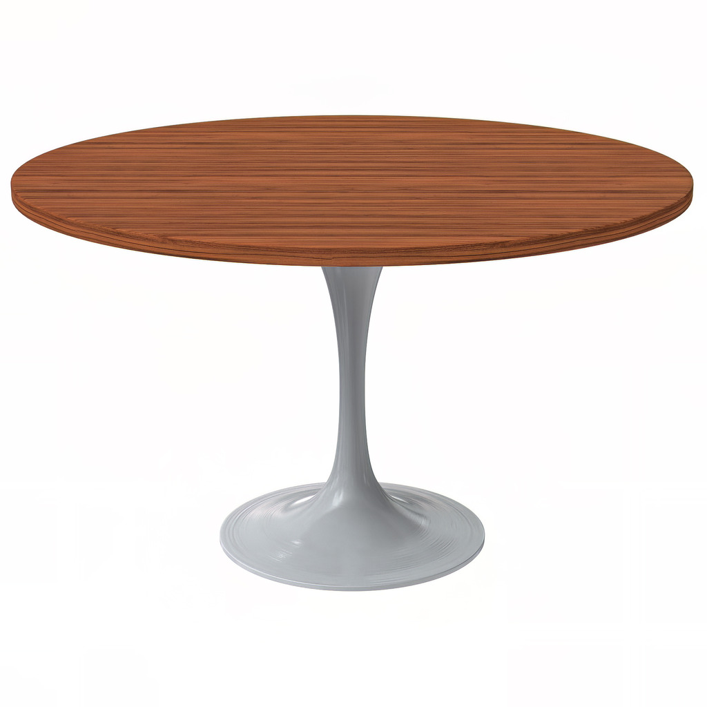 Verve 48 Inch Round Dining Table with MDF Top In White and Cognac Brown ...