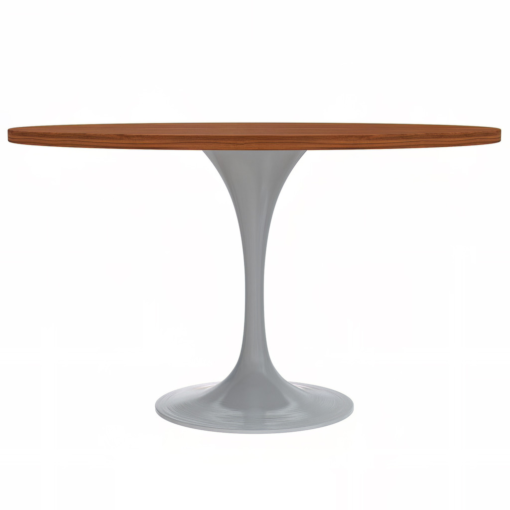 Verve 48 Inch Round Dining Table with MDF Top In White and Cognac Brown ...