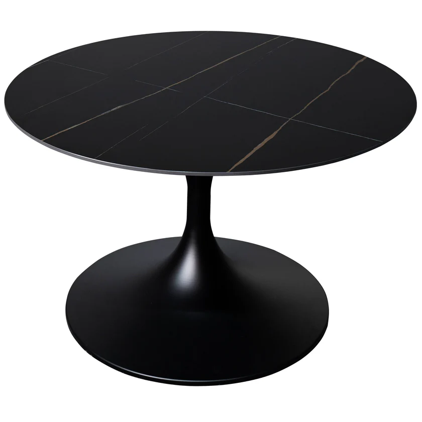Verve Coffee Table with Black Base and 27 Inch Round Black Sintered ...