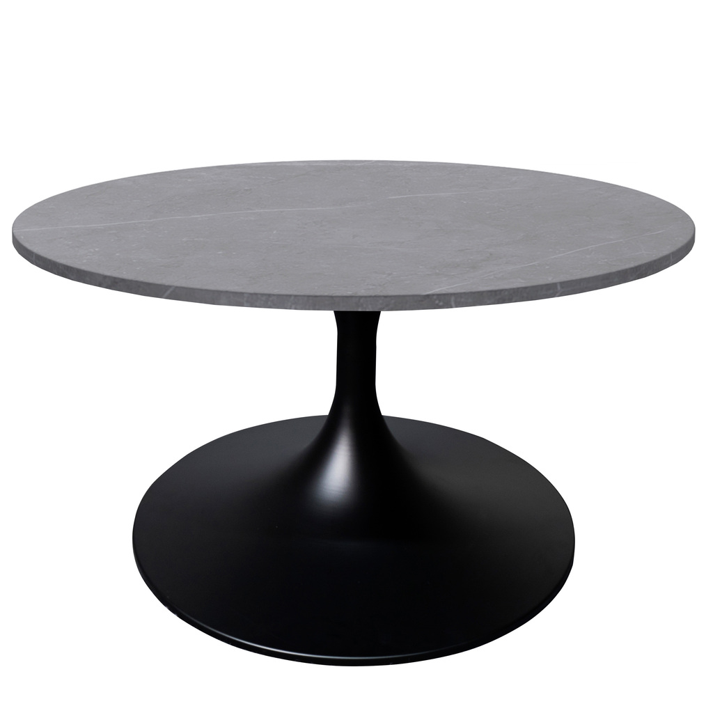 Verve Coffee Table with Black Base and 27 Inch Round Grey Sintered ...