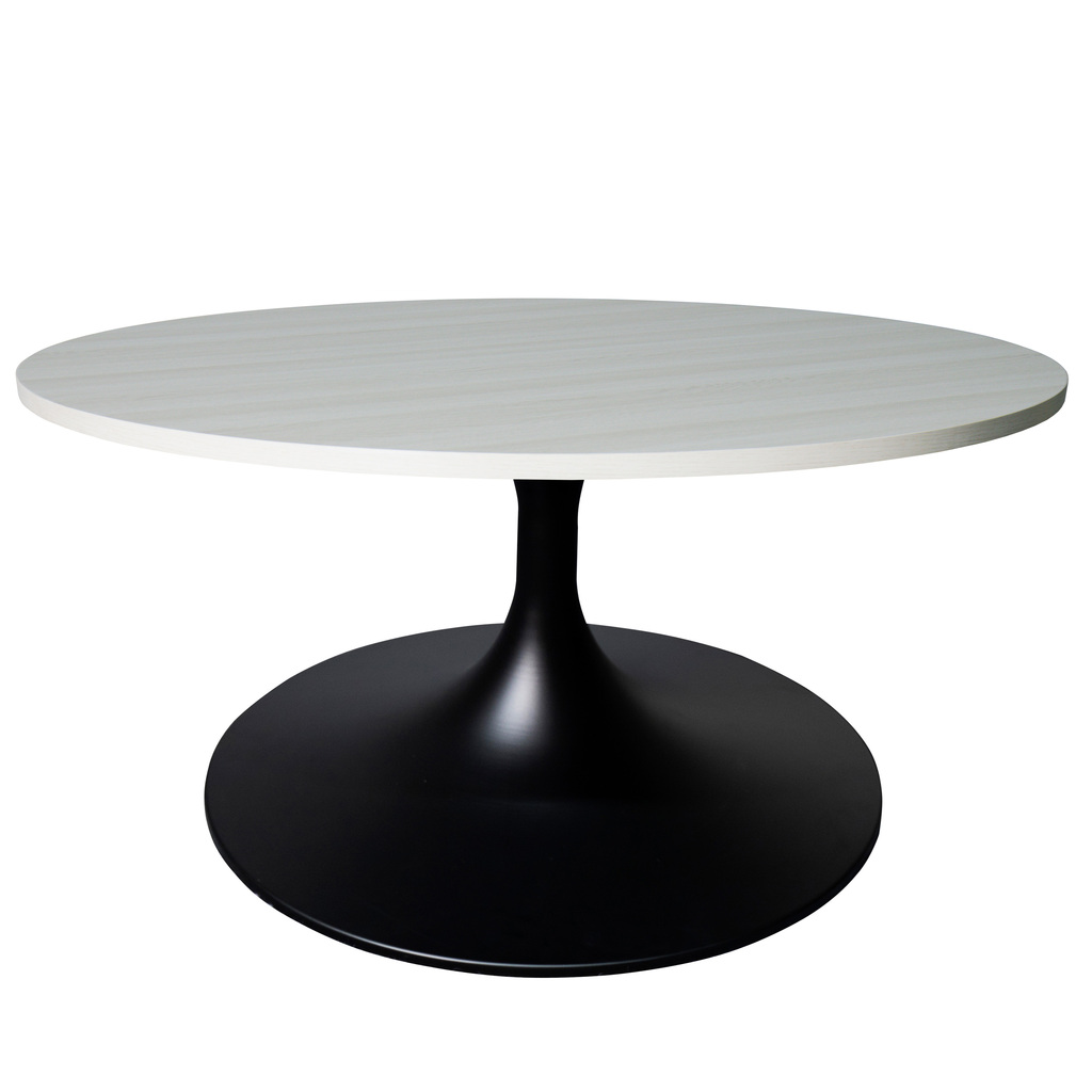 Verve Coffee Table with Black Base and 27 Inch Round Light Natural Mdf ...