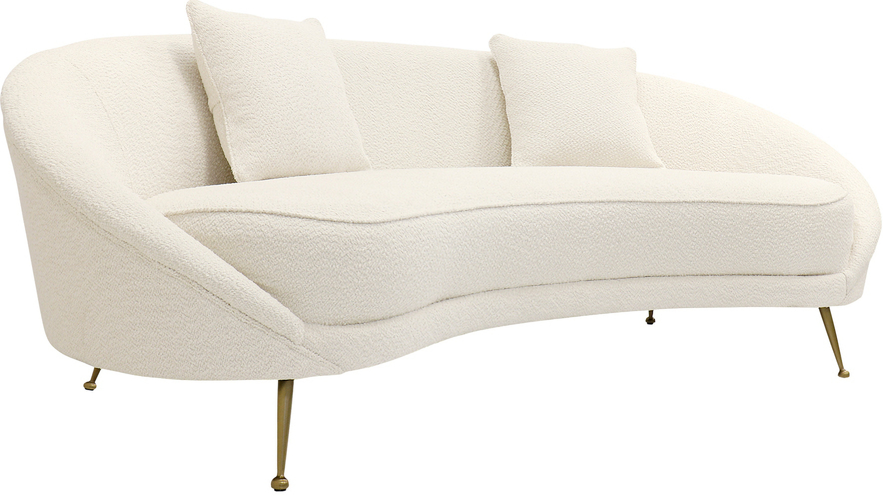 Vicenza Upholstered Curved Sofa In Ivory and Gold by Pasargad Home ...