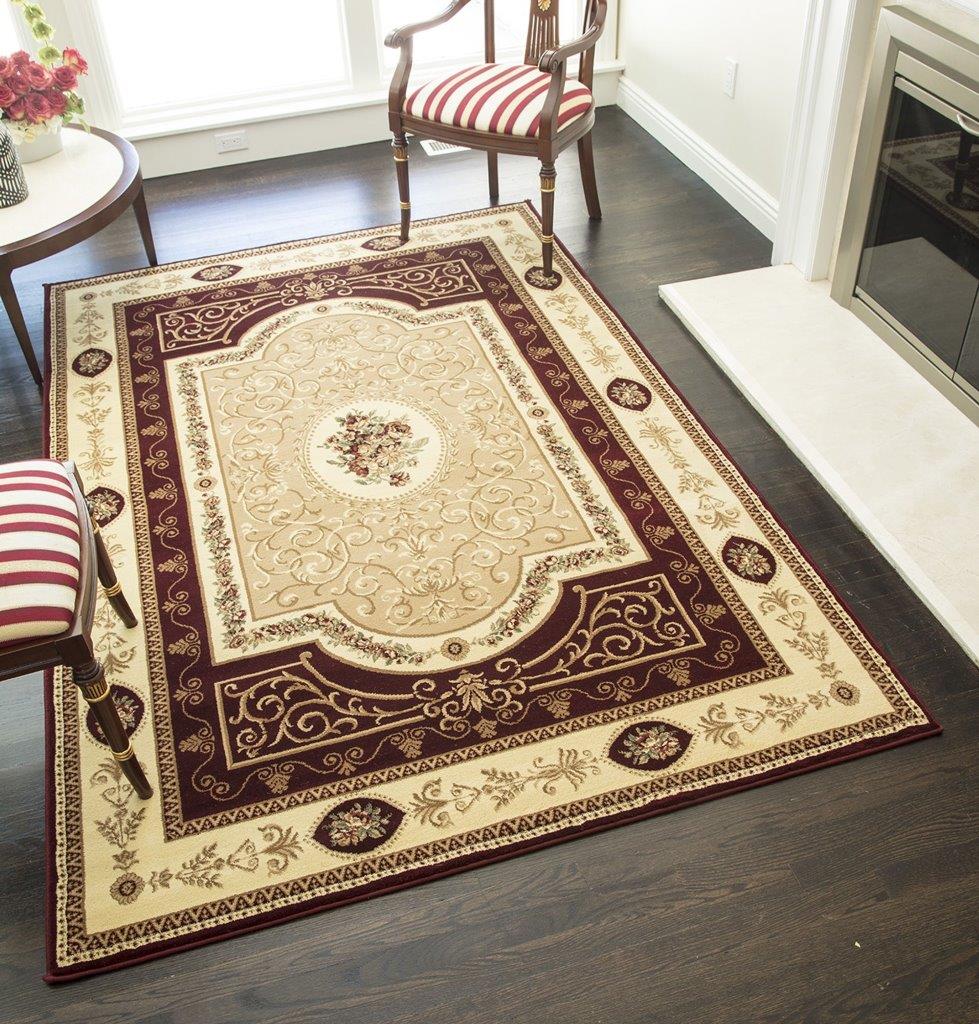 Vista 1365-CHR F. Aubusson Cherry European Traditional Red 5' x 7'10 ...