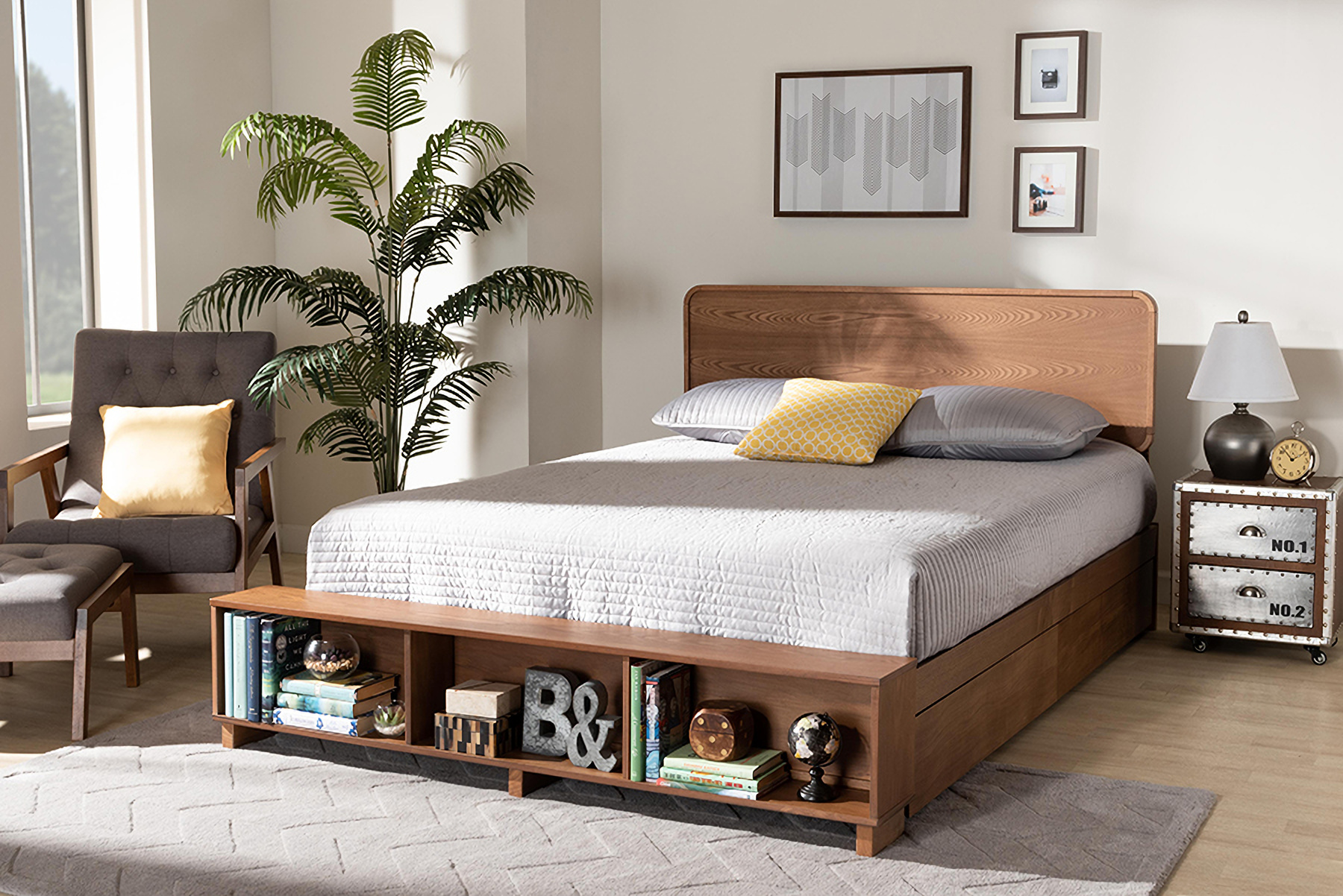 Vita Modern Transitional Ash Walnut Brown Finished Wood 4-Drawer Queen ...