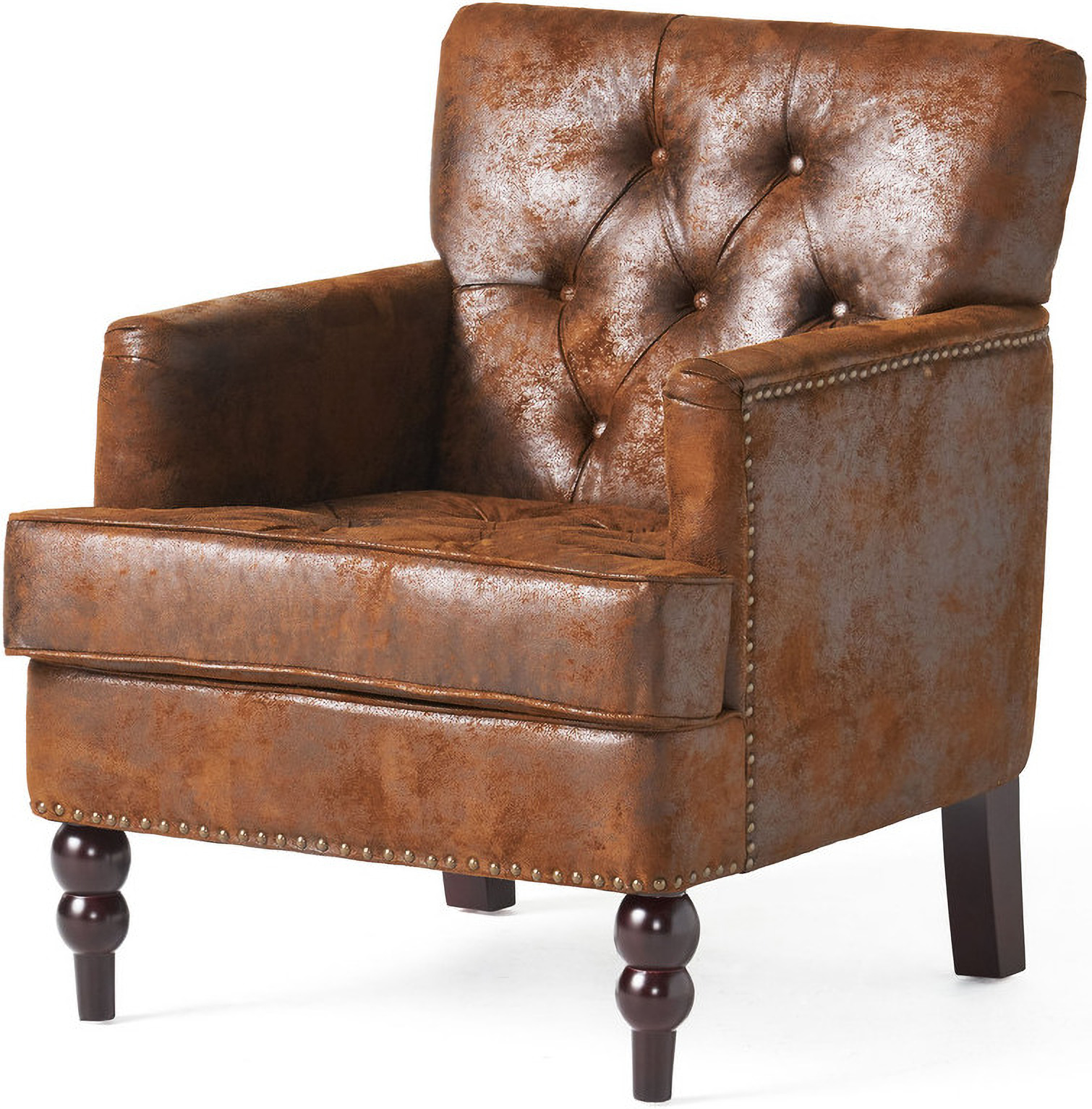 Vitality Club Chair with Button-Tufted Diamond Stitching and Turned ...