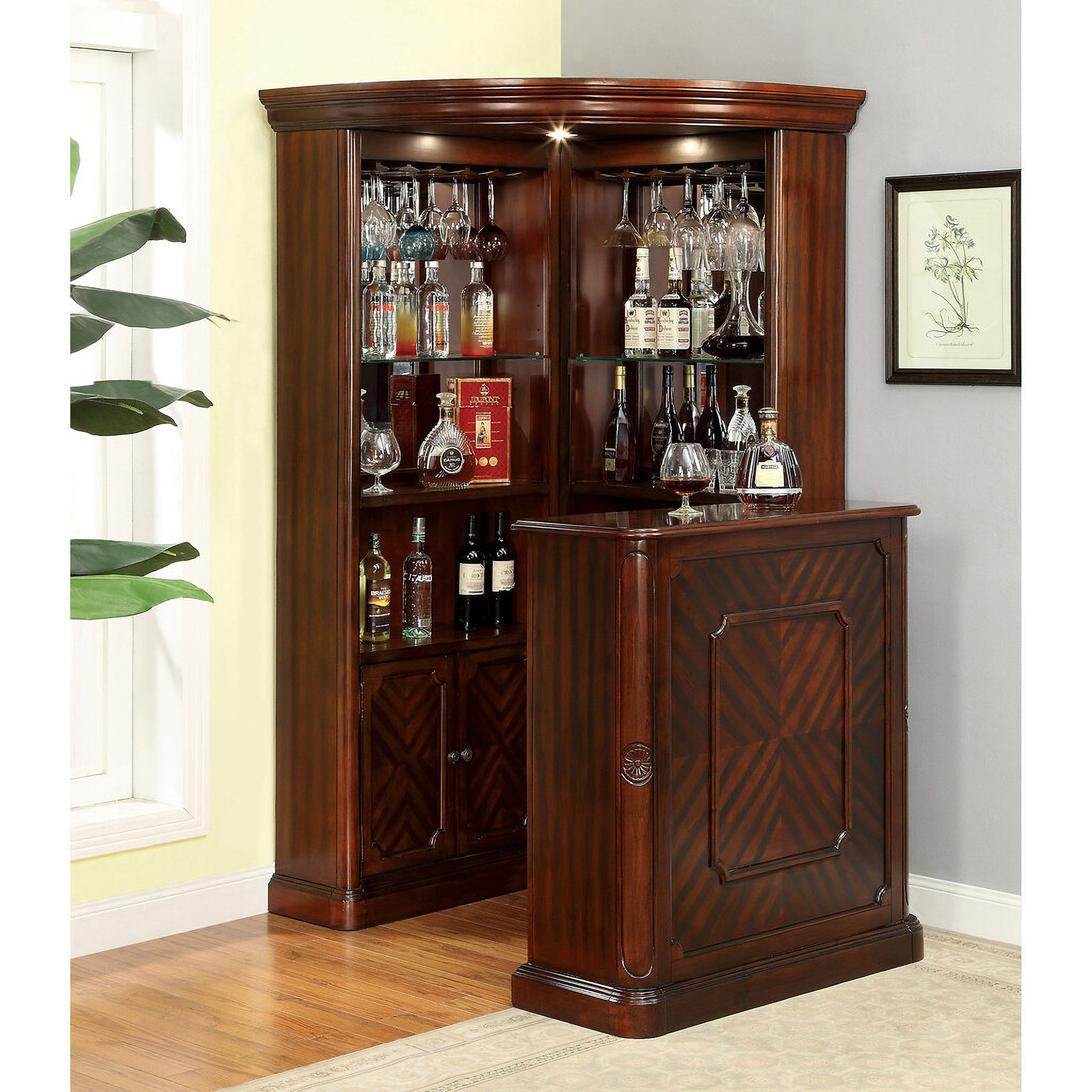 Voltaire Curio Cabinet In Dark Cherry by Furniture of America 1StopBedrooms