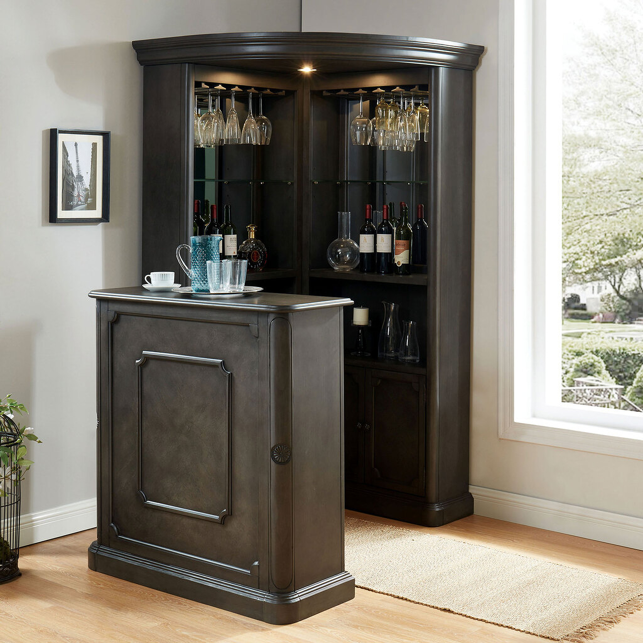 Voltaire Curio Cabinet In Gray by Furniture of America | 1StopBedrooms