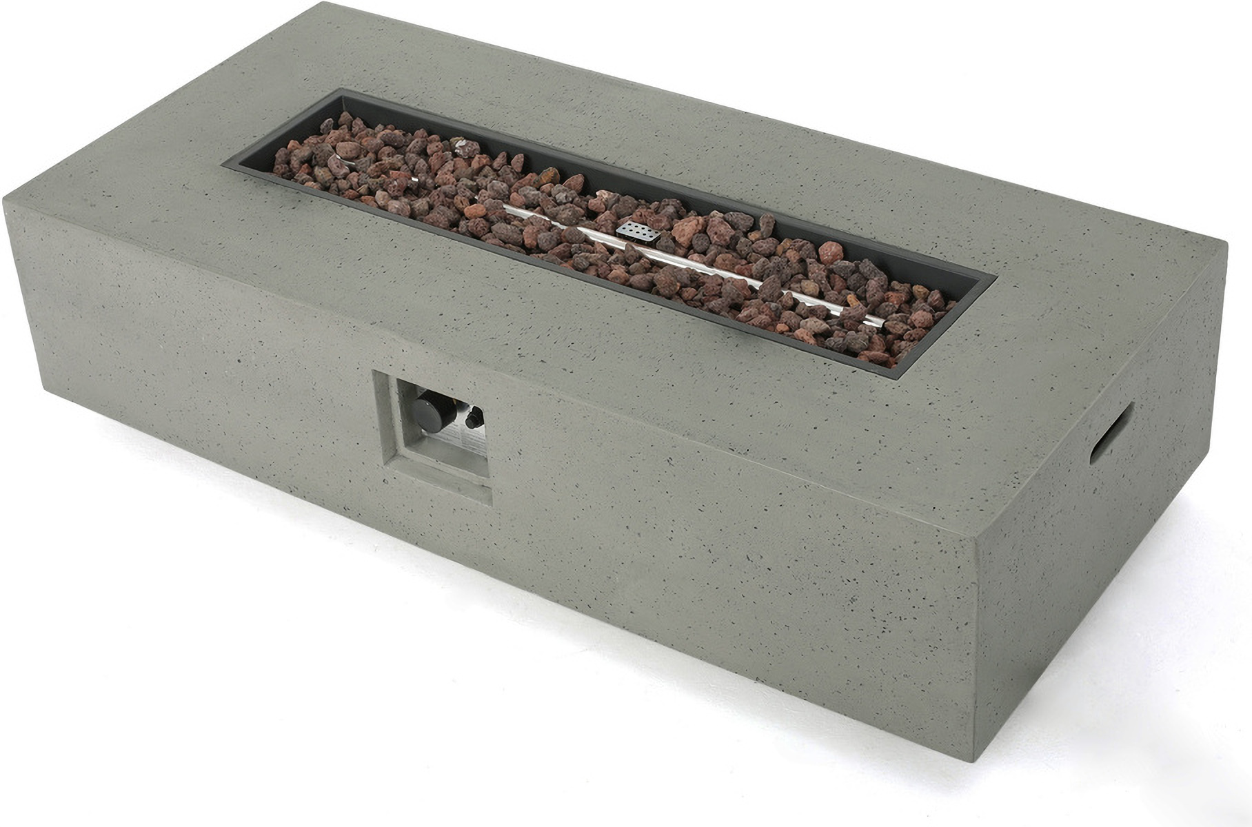 Vortical 50 Thousand Btu Outdoor Rectangular Concrete Firepit In Light Grey by Noble House ...