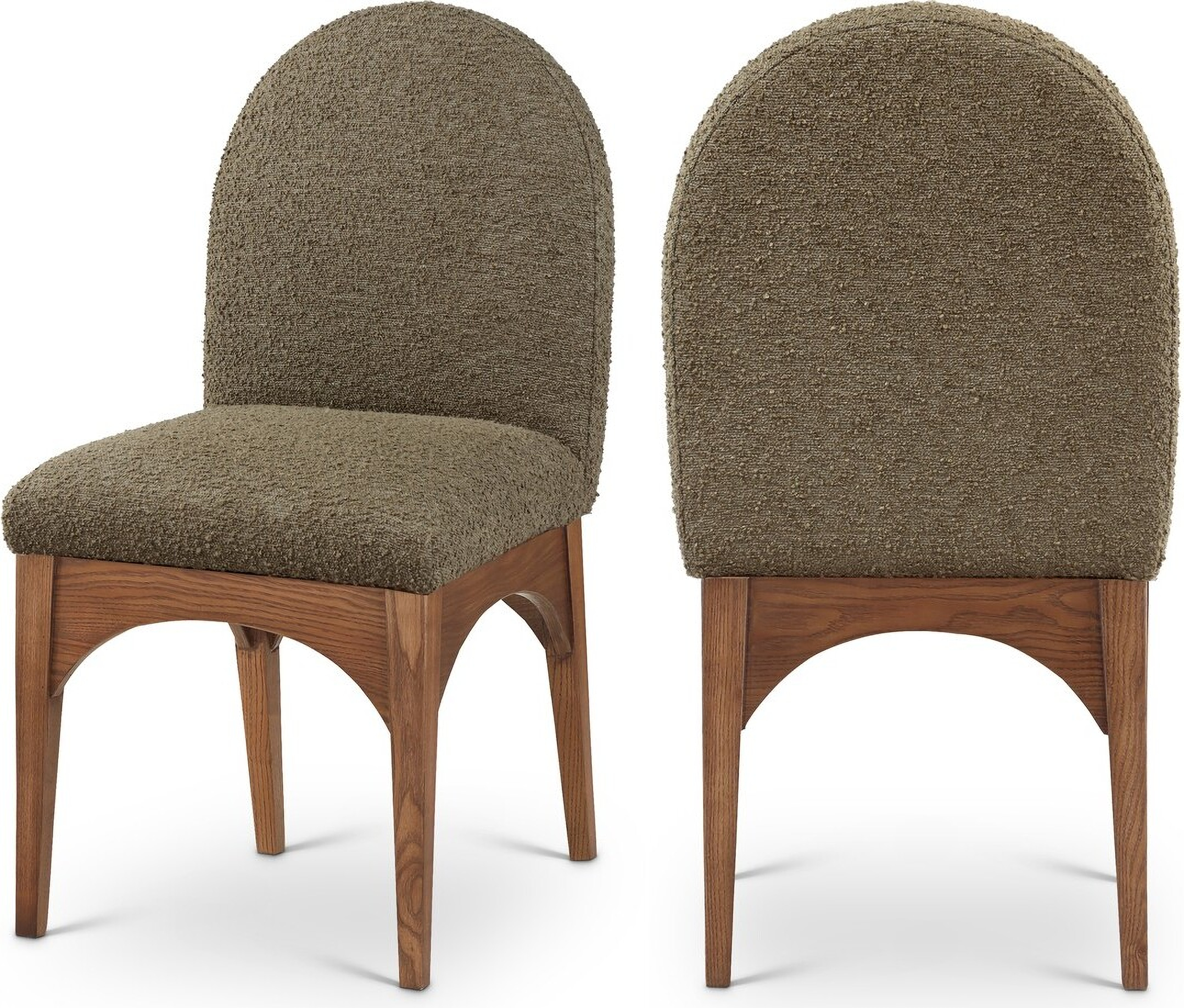 Waldorf Boucle Fabric Dining Side Chair In Olive/walnut by Meridian | 1StopBedrooms