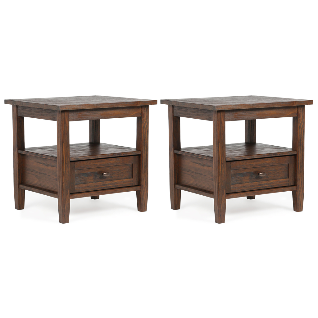 Warm Shaker 20 Inch Solid Wood End Table Set of 2 In Distressed ...