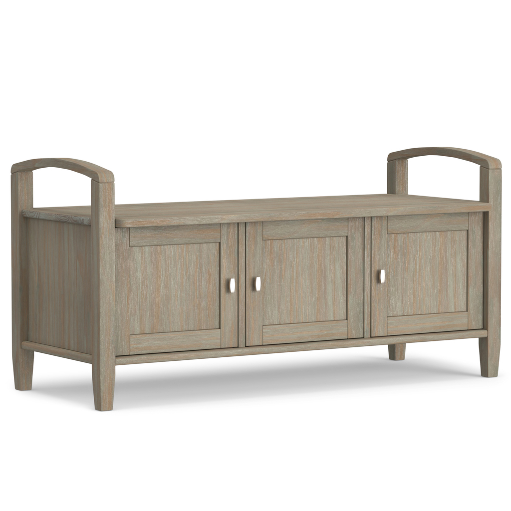 Warm Shaker Solid Wood Entryway Storage Bench In Distressed Grey by ...