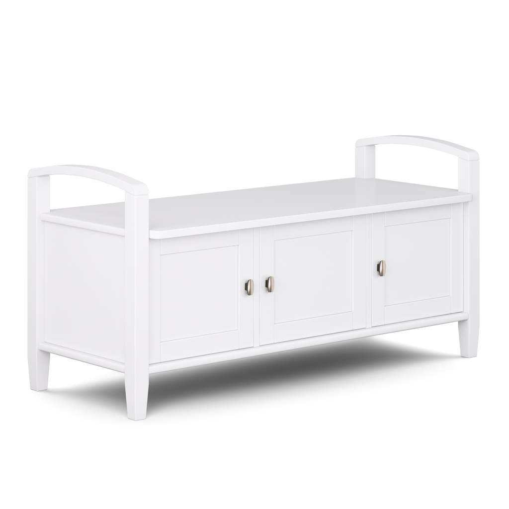 Warm Shaker Solid Wood Entryway Storage Bench In White by Simpli Home ...