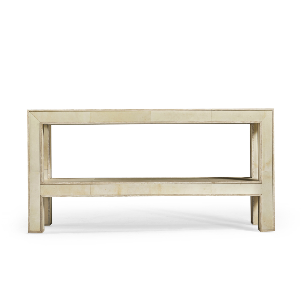 Water Hydra Console Table In Parchment Oak by Jonathan Charles | 1StopBedrooms