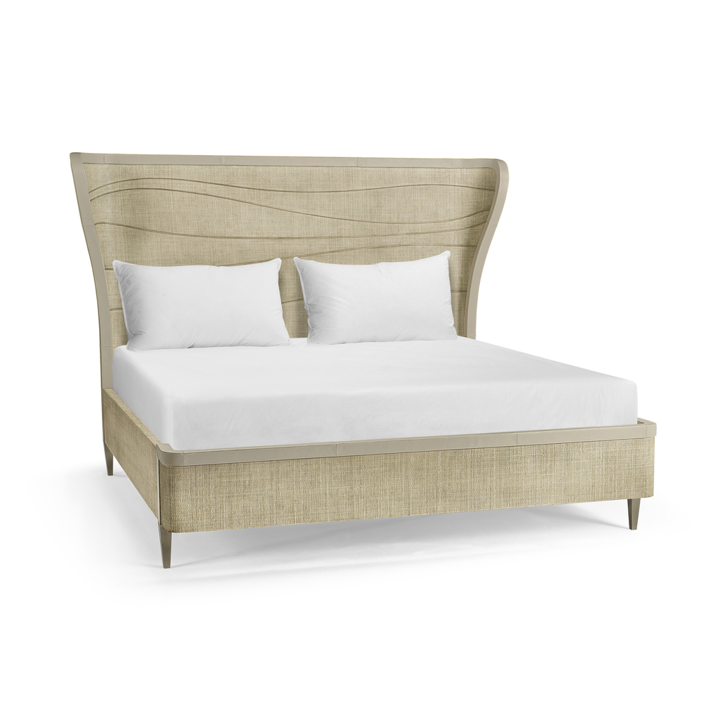 Water Seiche Woven Wing Wave King Bed In Beige by Jonathan Charles ...