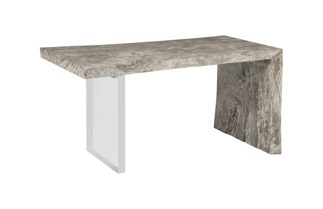Waterfall Desk with Acrylic Leg In Stone Gray by Phillips Collection ...