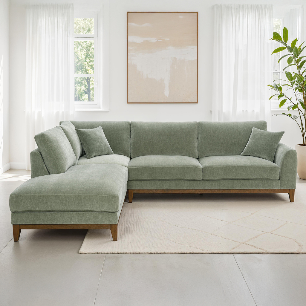 Watton Left Chaise Sectional In Olive Green By Furniture Of America