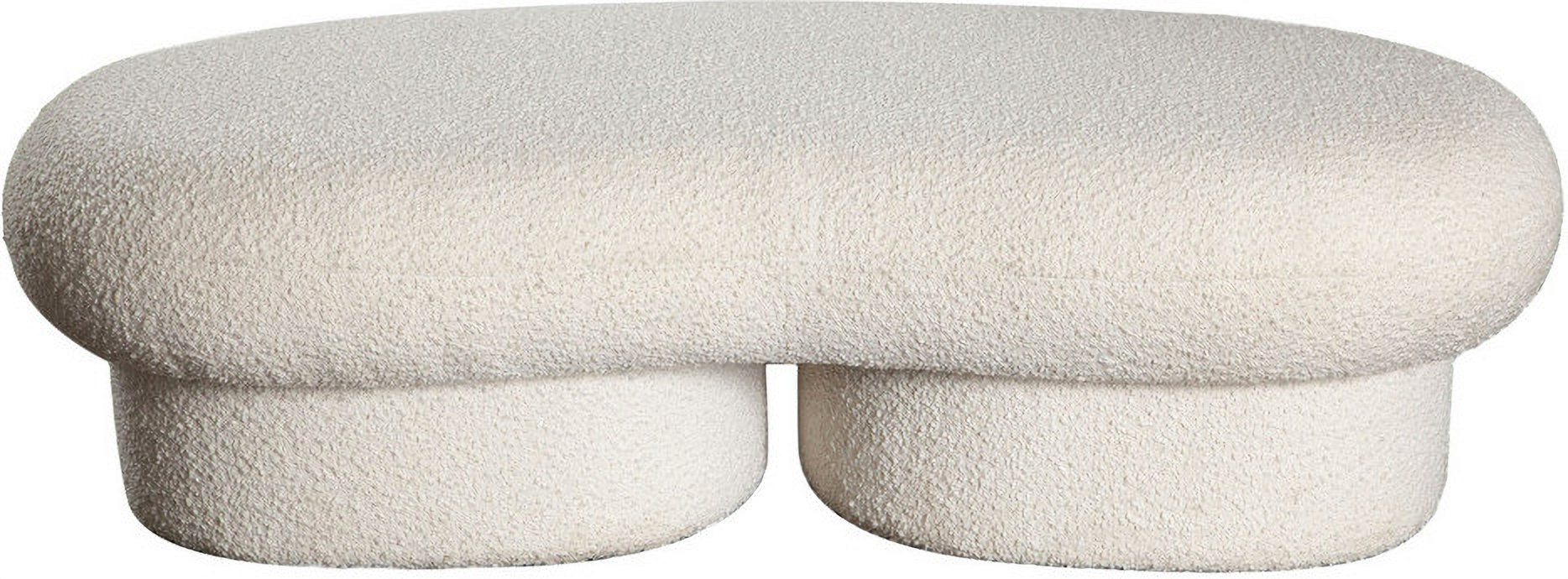 Wave Curved Accent Bench In Ivory Boucle Fabric by Diamond Sofa ...