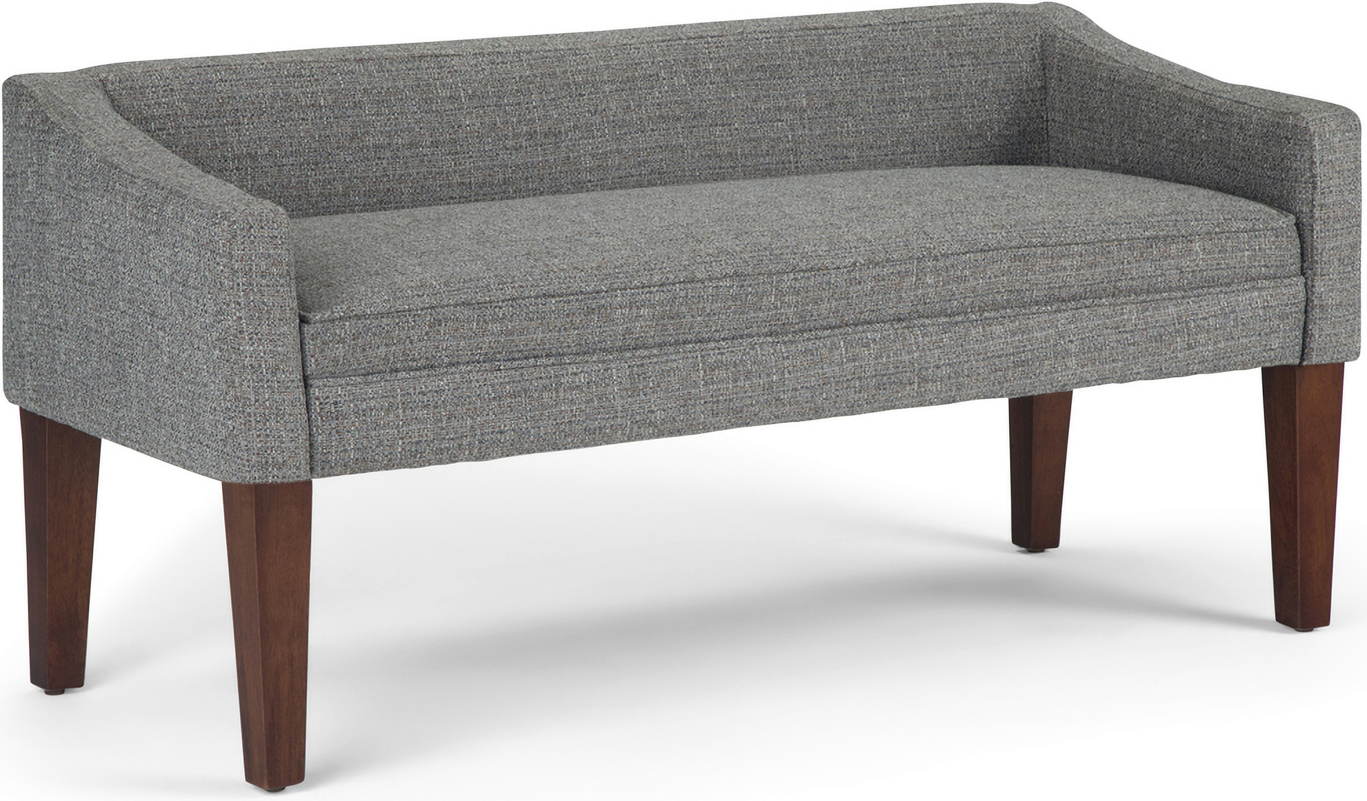 Wave Upholstered Bench with Low Back and Swooped Arms In Brown and ...