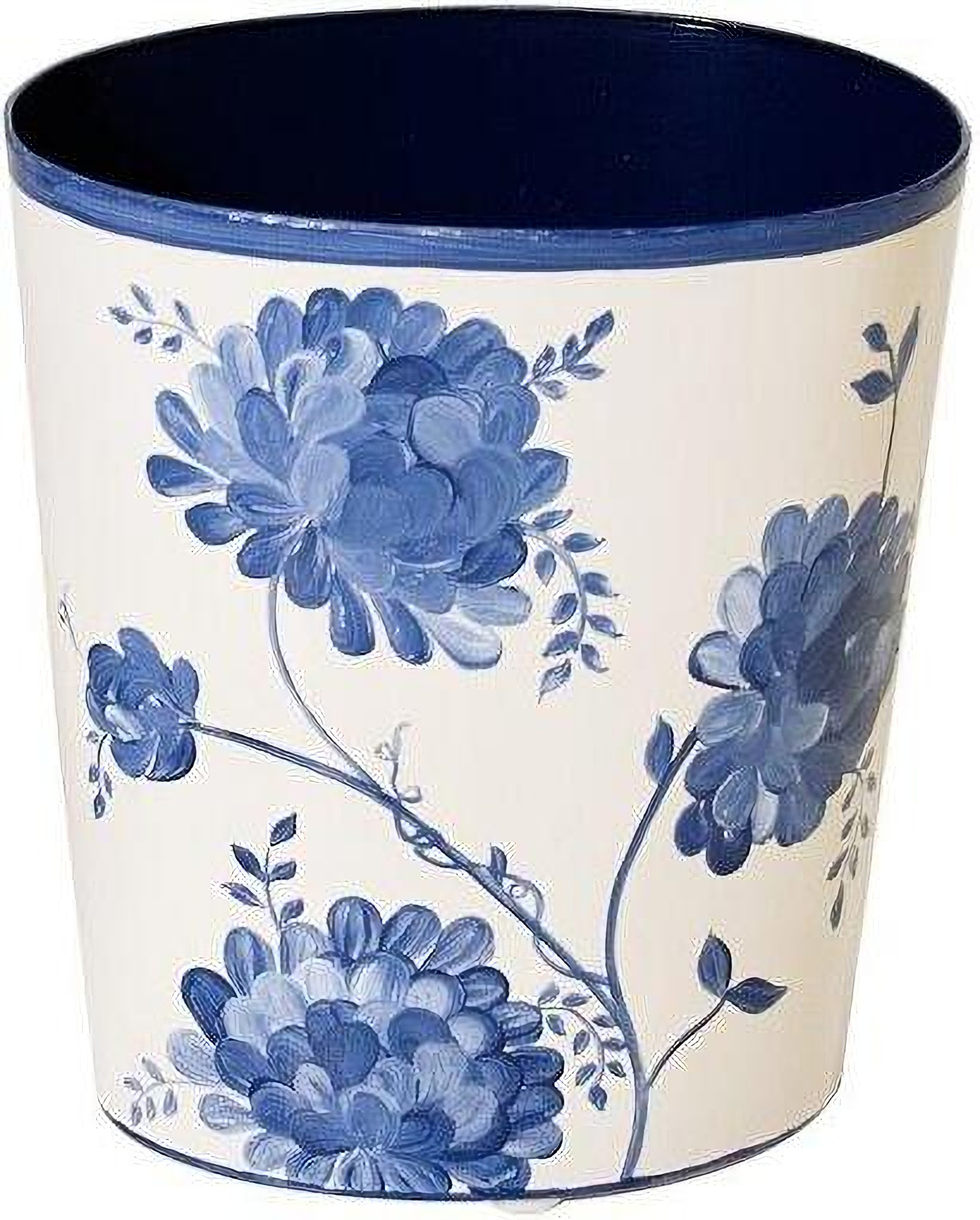 Wbjune Blue And Cream Wastebasket by Worlds Away | 1StopBedrooms
