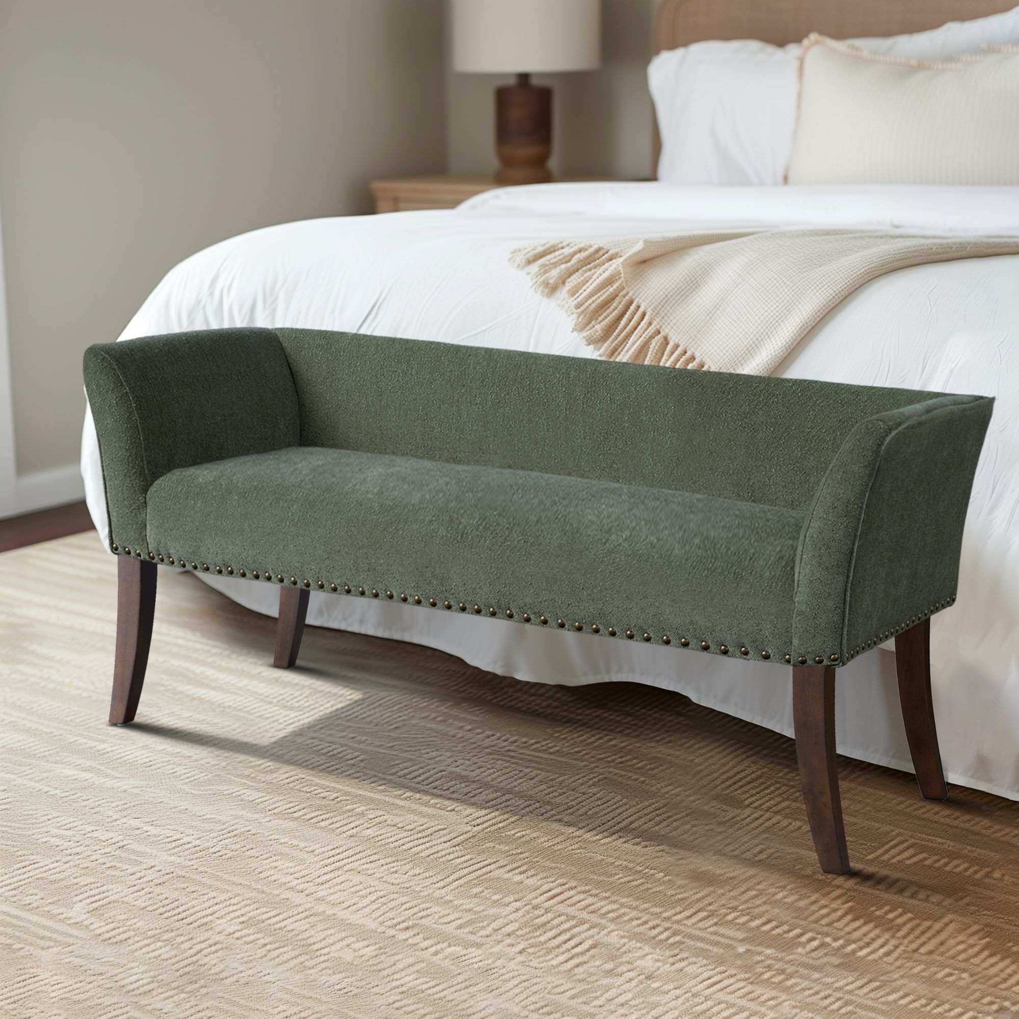 Welburn Accent Bench In Green by Olliix | 1StopBedrooms