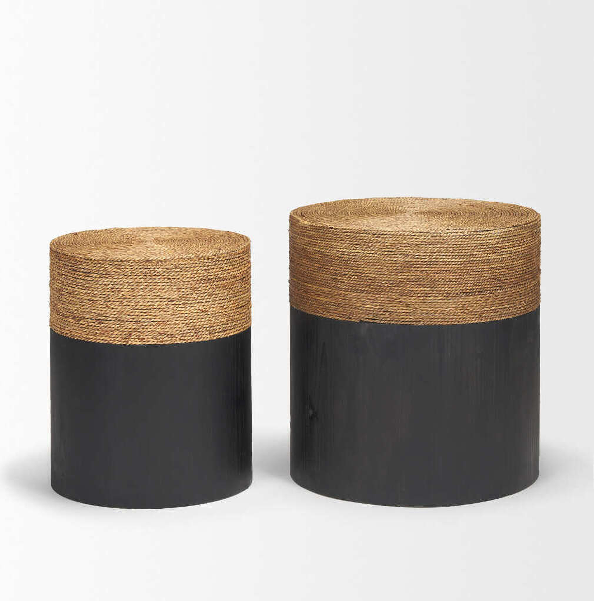 Wenopa Wood with Natural Jute Accent Tables In Black by Mercana ...
