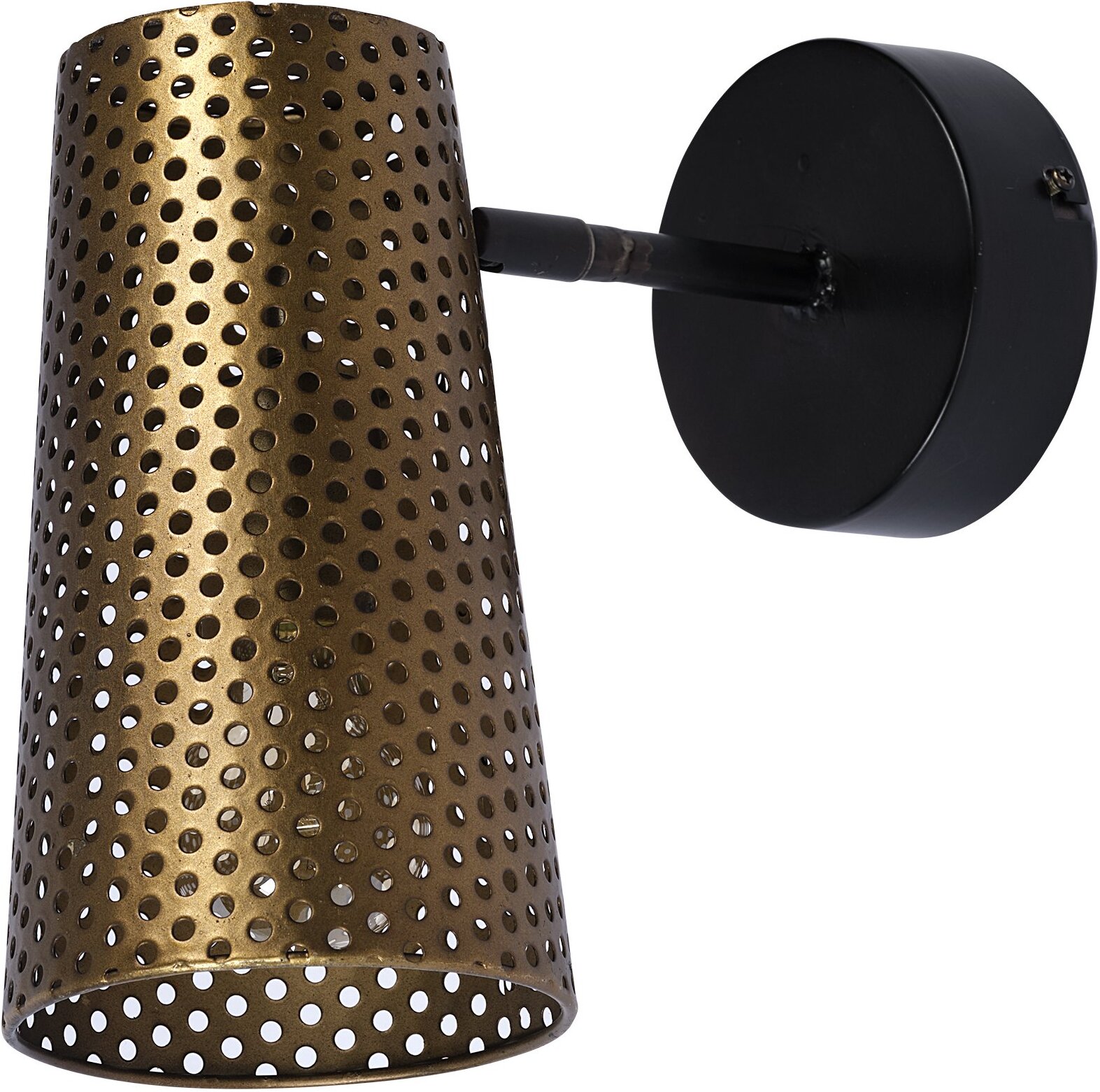 Wesley I 11 x 10.2 Inch Perforated Metal Cone Wall Sconce In Gold Toned ...