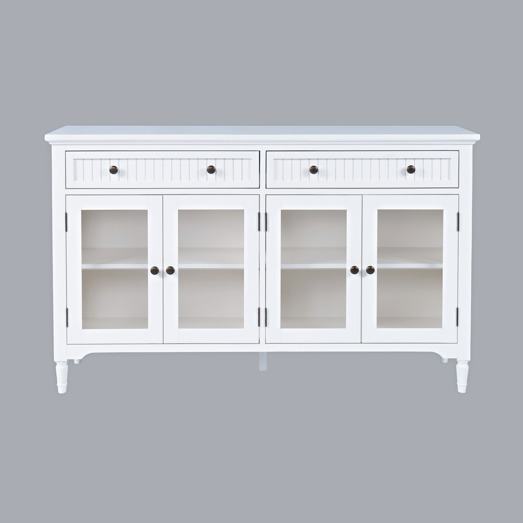 Westport 58 Inch Glass Door Sideboard Cabinet Buffet with Adjustable ...