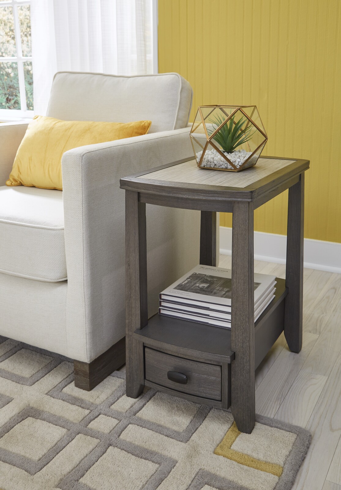 Westport Two-tone Wood Chairside End Table In Graphite and Pearl Gray ...