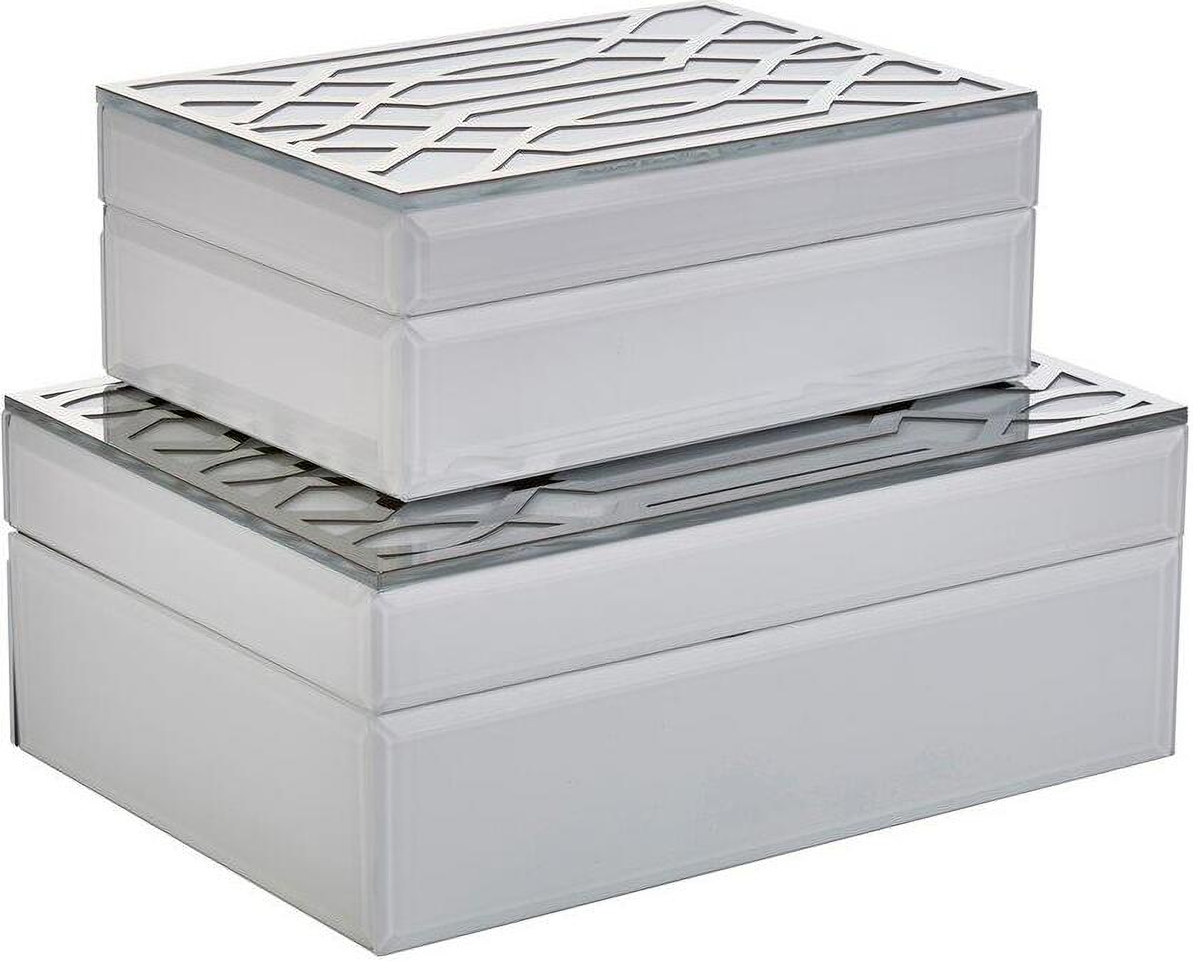 White And Silver Boxes Set of 2 by Sagebrook Home | 1StopBedrooms