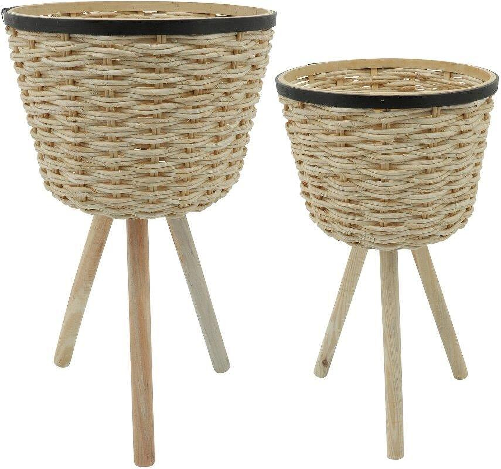 Wicker Footed Planters Set of 2 In White by Sagebrook Home | 1StopBedrooms