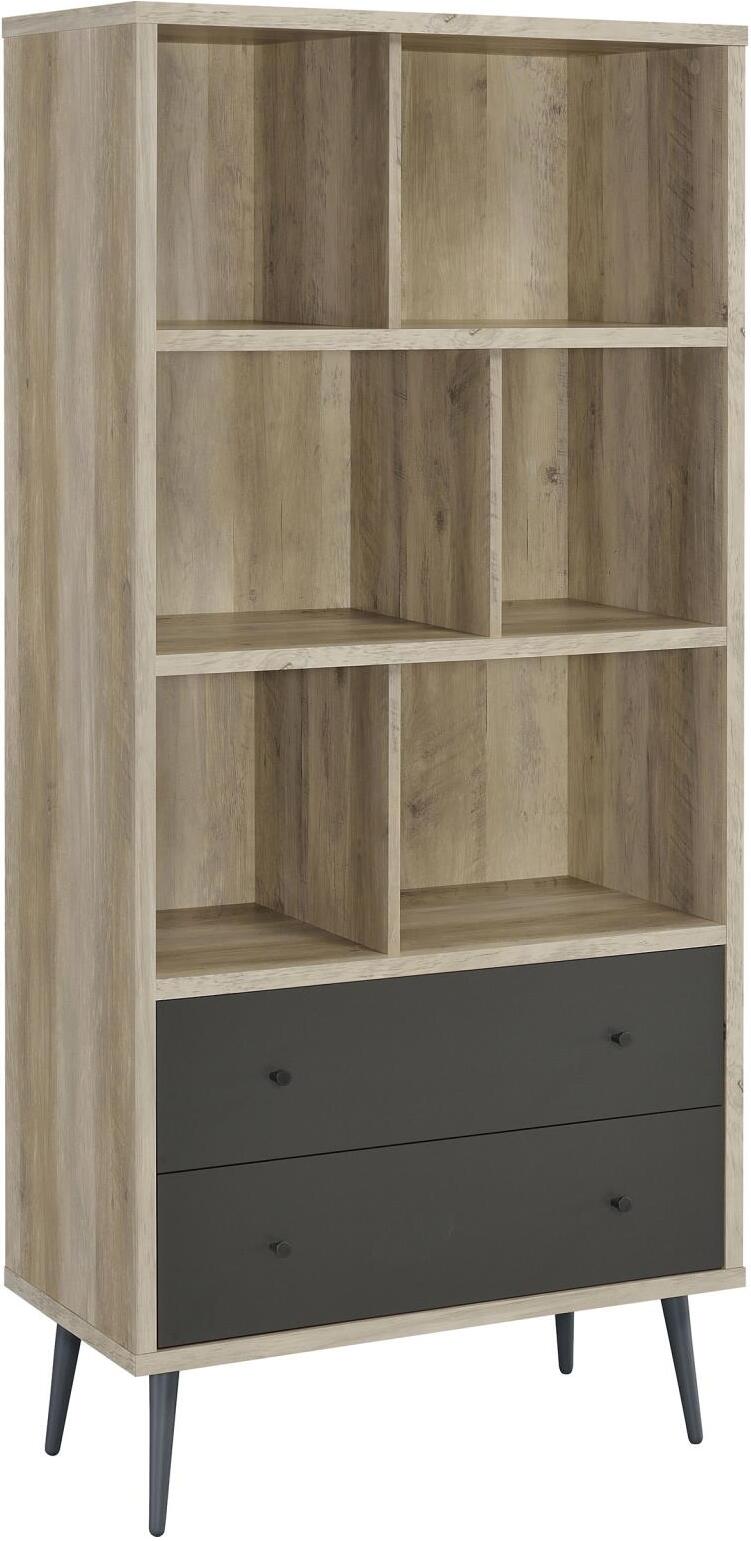 Maeve 3-shelf Engineered Wood Bookcase with Drawers Antique Pine and ...