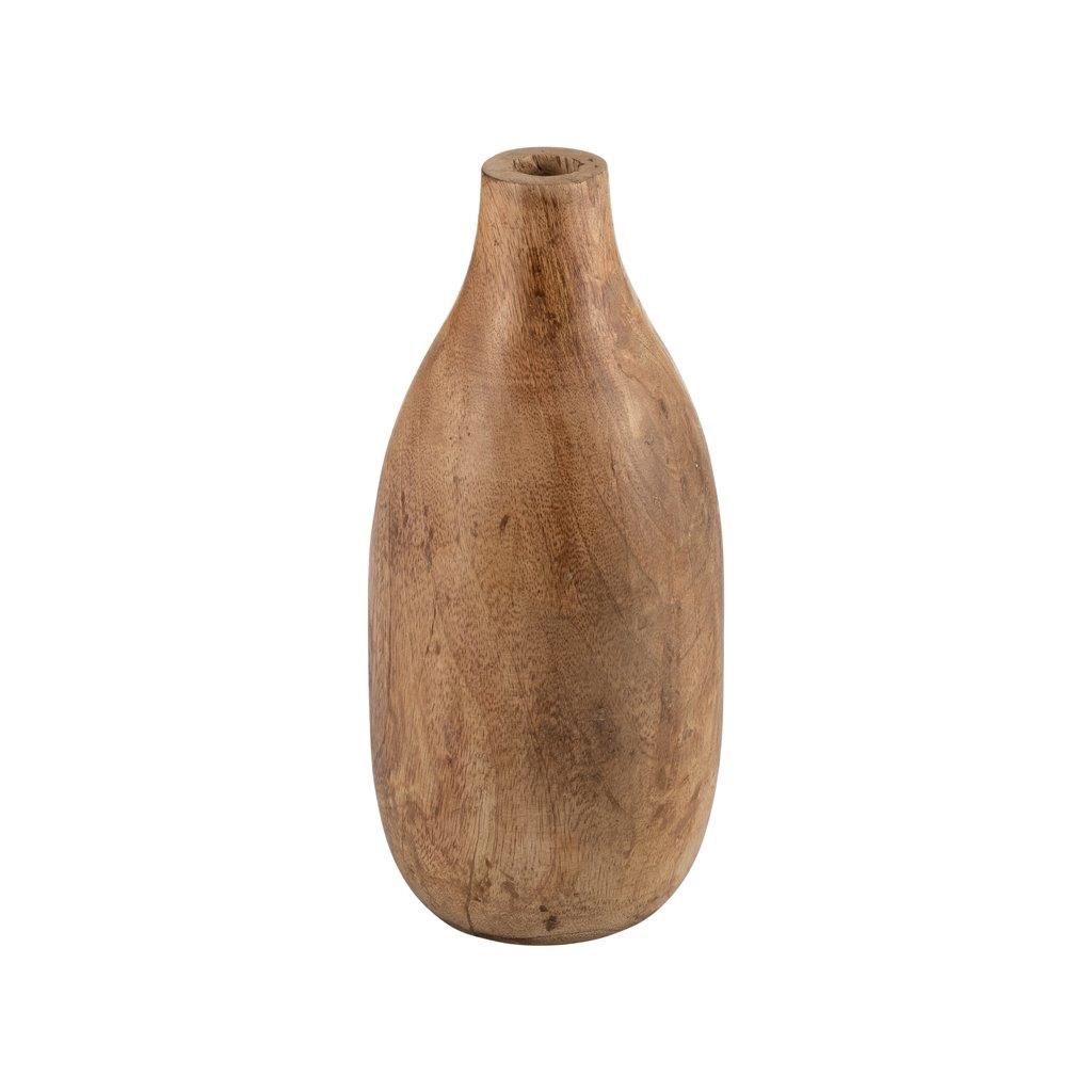Wood 10 Inch Vase In Brown - 1StopBedrooms