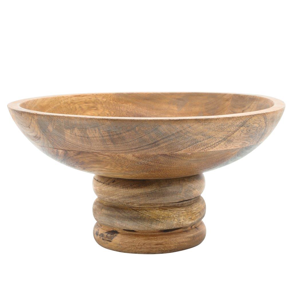 Wood 12 Inch Bowl With Stand In Brown by Sagebrook Home | 1StopBedrooms