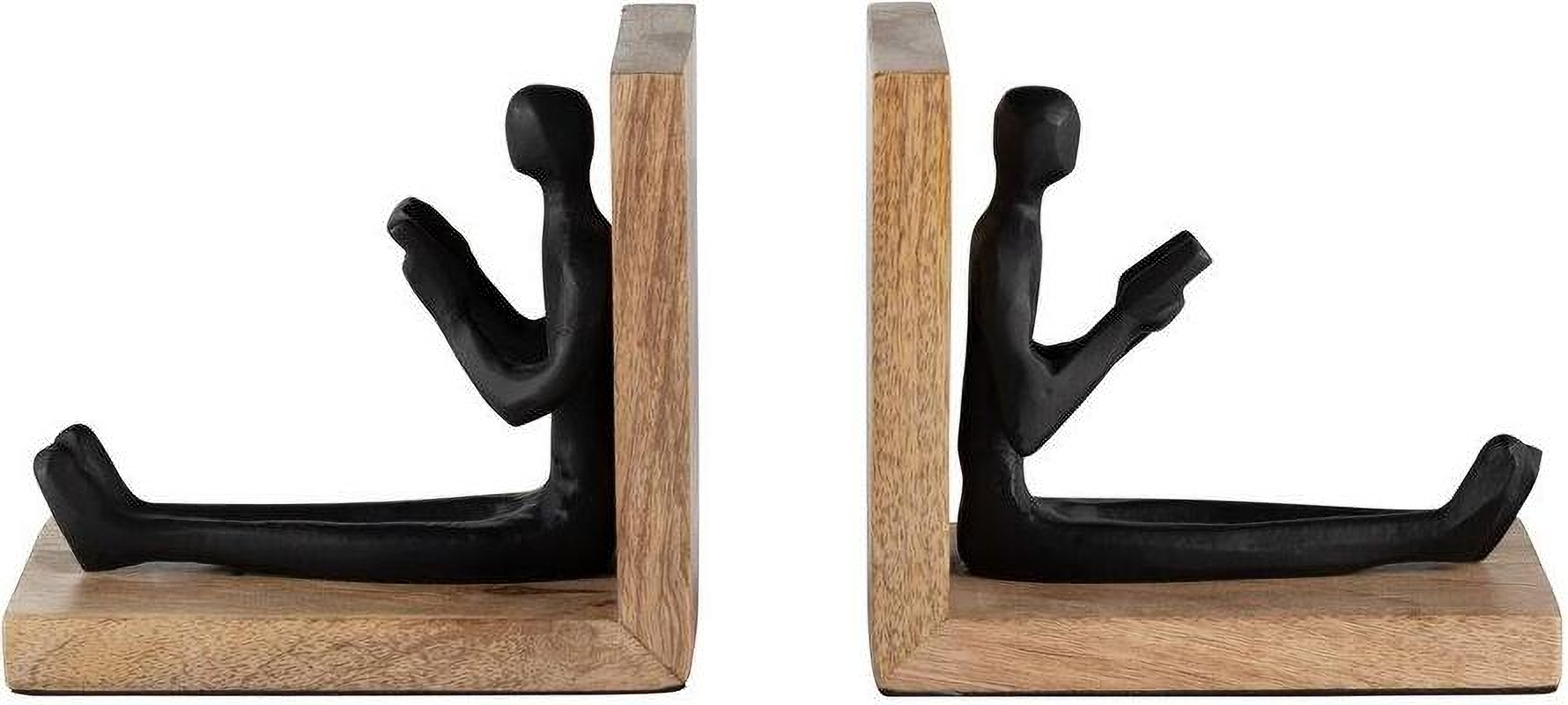 Wood 6 Inch Man Reading Bookends Set of 2 In Brown And Black by ...