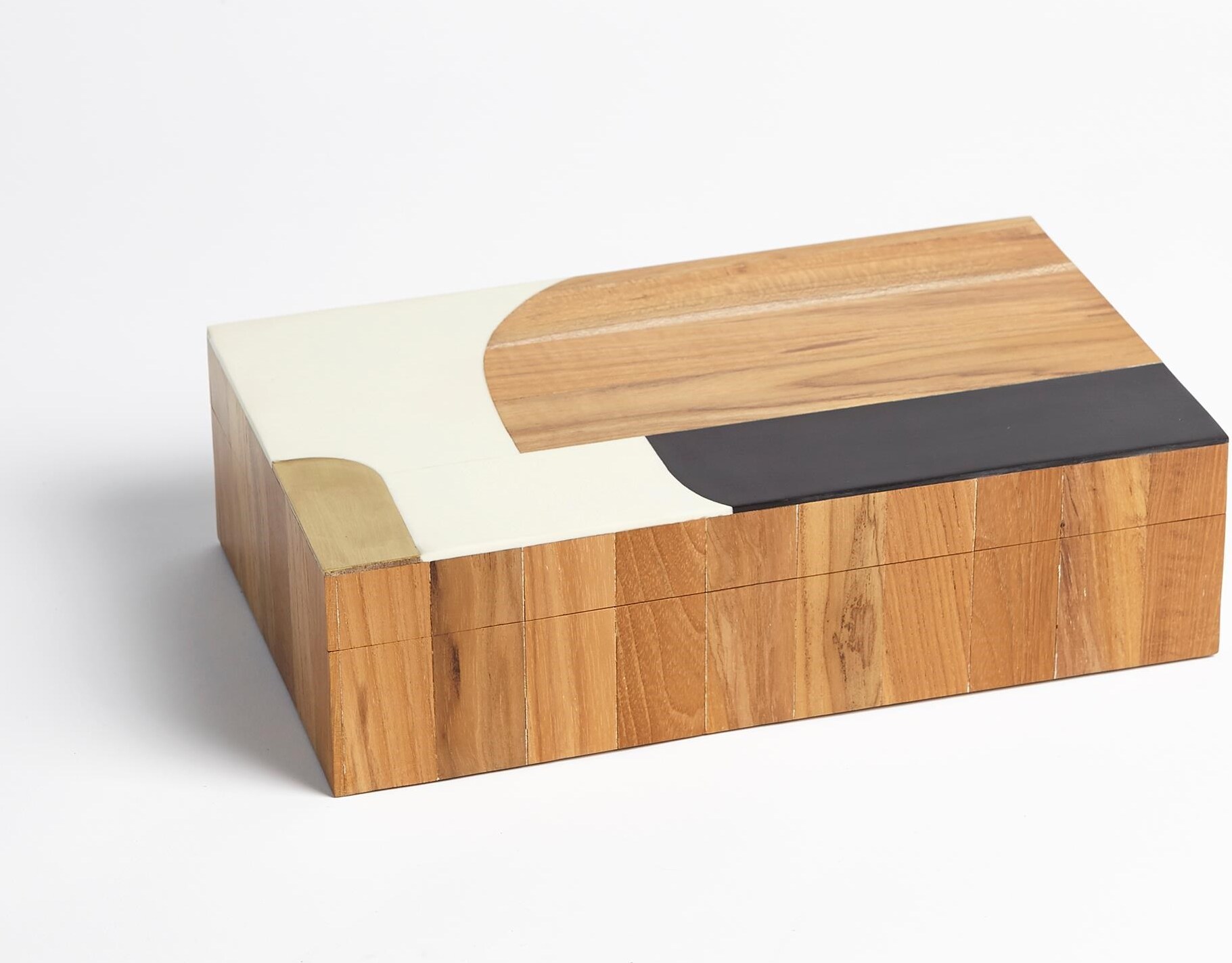 Wooden Inlaid Medium Box In Black And Ivory by Global Views | 1StopBedrooms