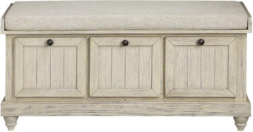 Woodwell Distressed White Bench by Homelegance | 1StopBedrooms