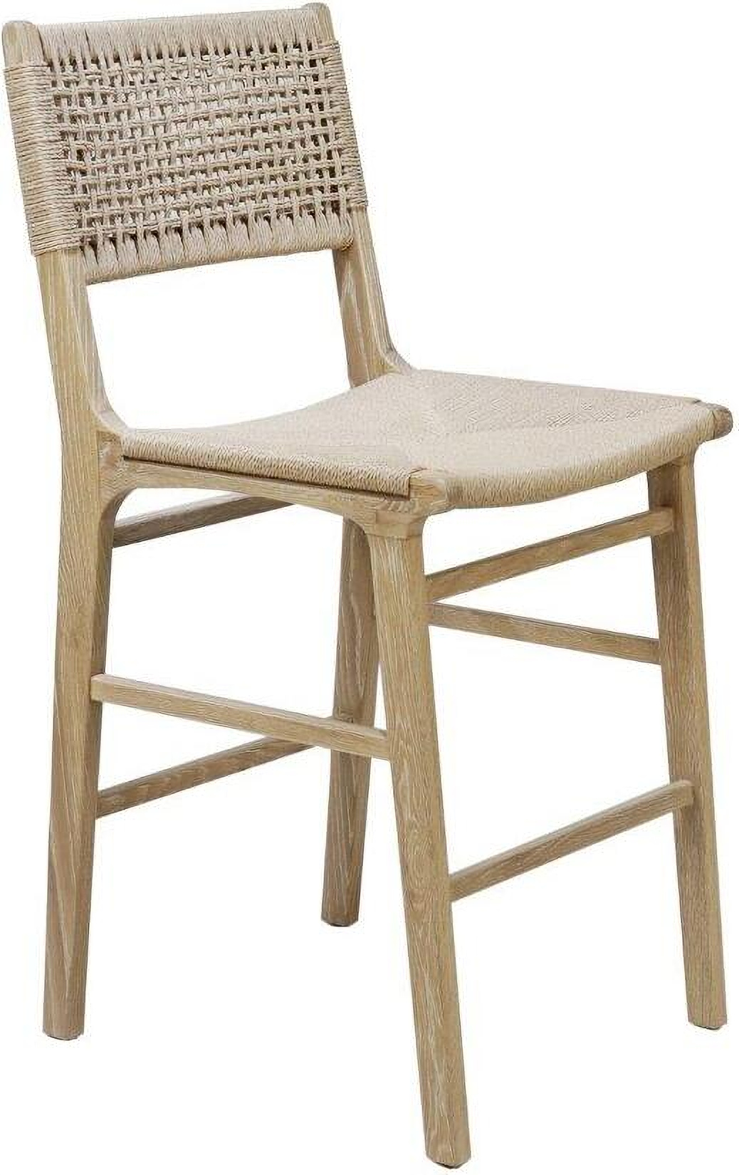 Woven Back Counter Stool With Rush Seat In Cerused Oak by Worlds Away ...