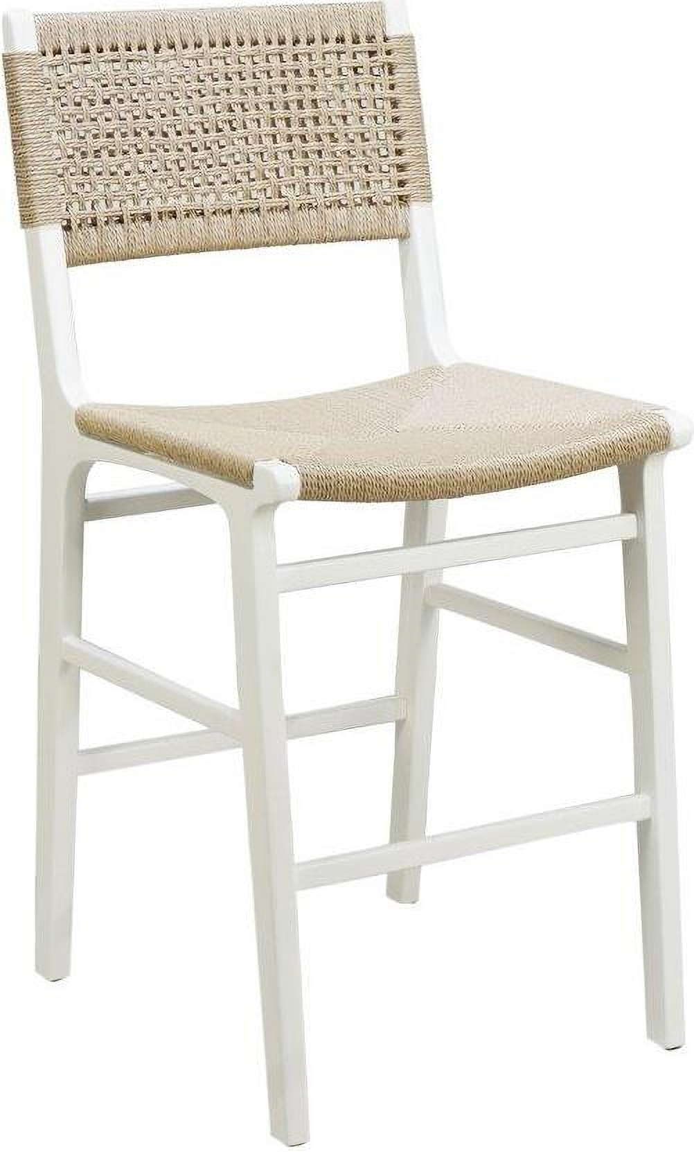 Woven Back Counter Stool With Rush Seat In Matte White Lacquer by ...