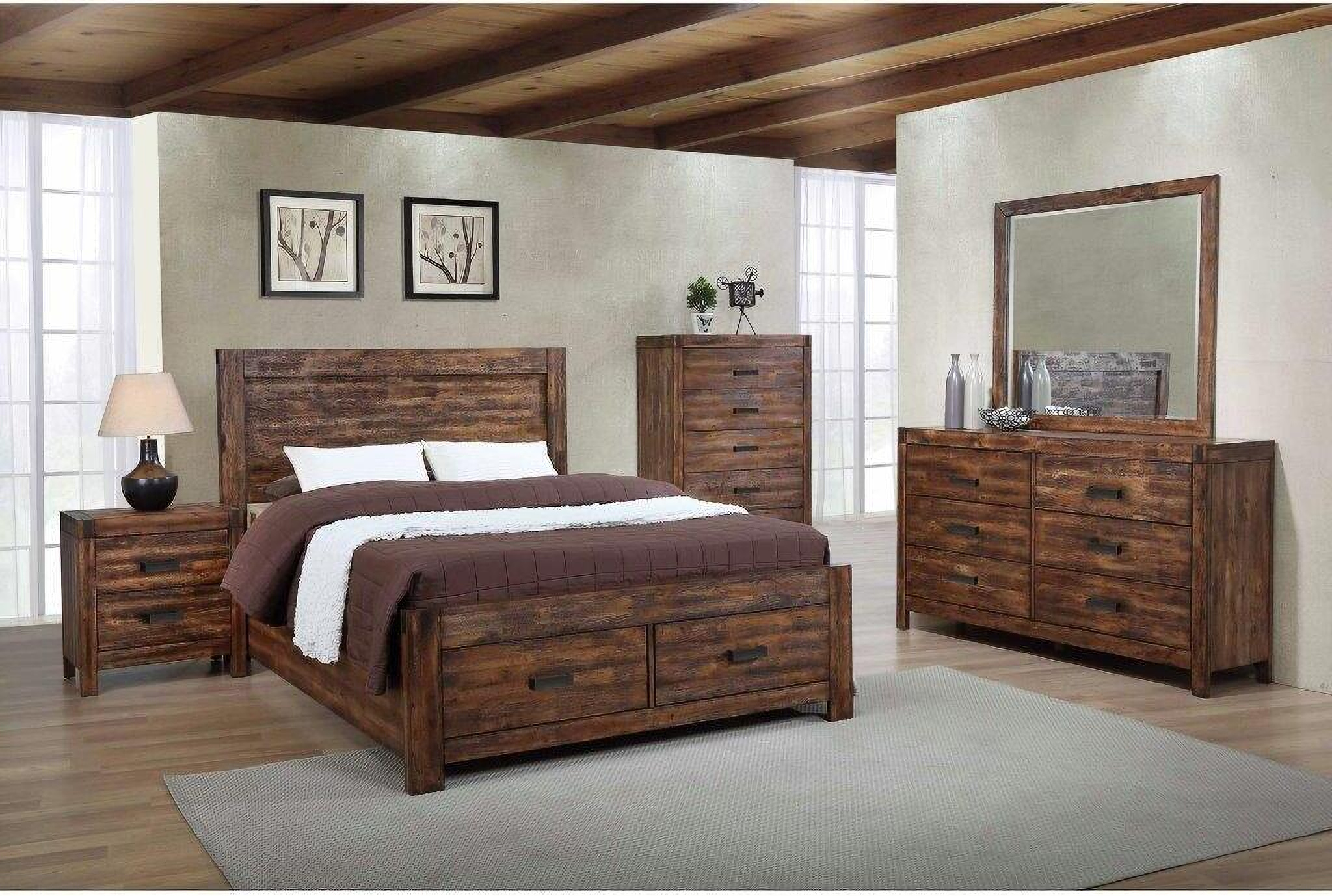Wren Platform Storage Bedroom Set In Chestnut by Picket House ...