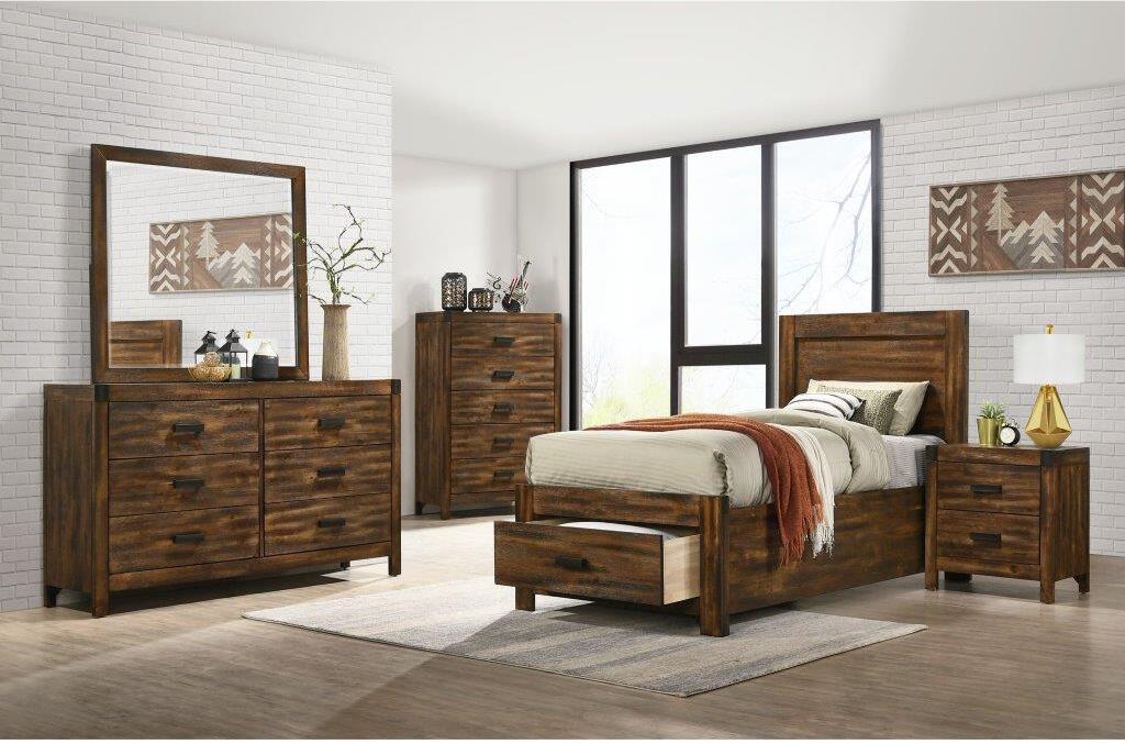 Wren Youth Platform Storage Bedroom Set In Chestnut by Picket House ...
