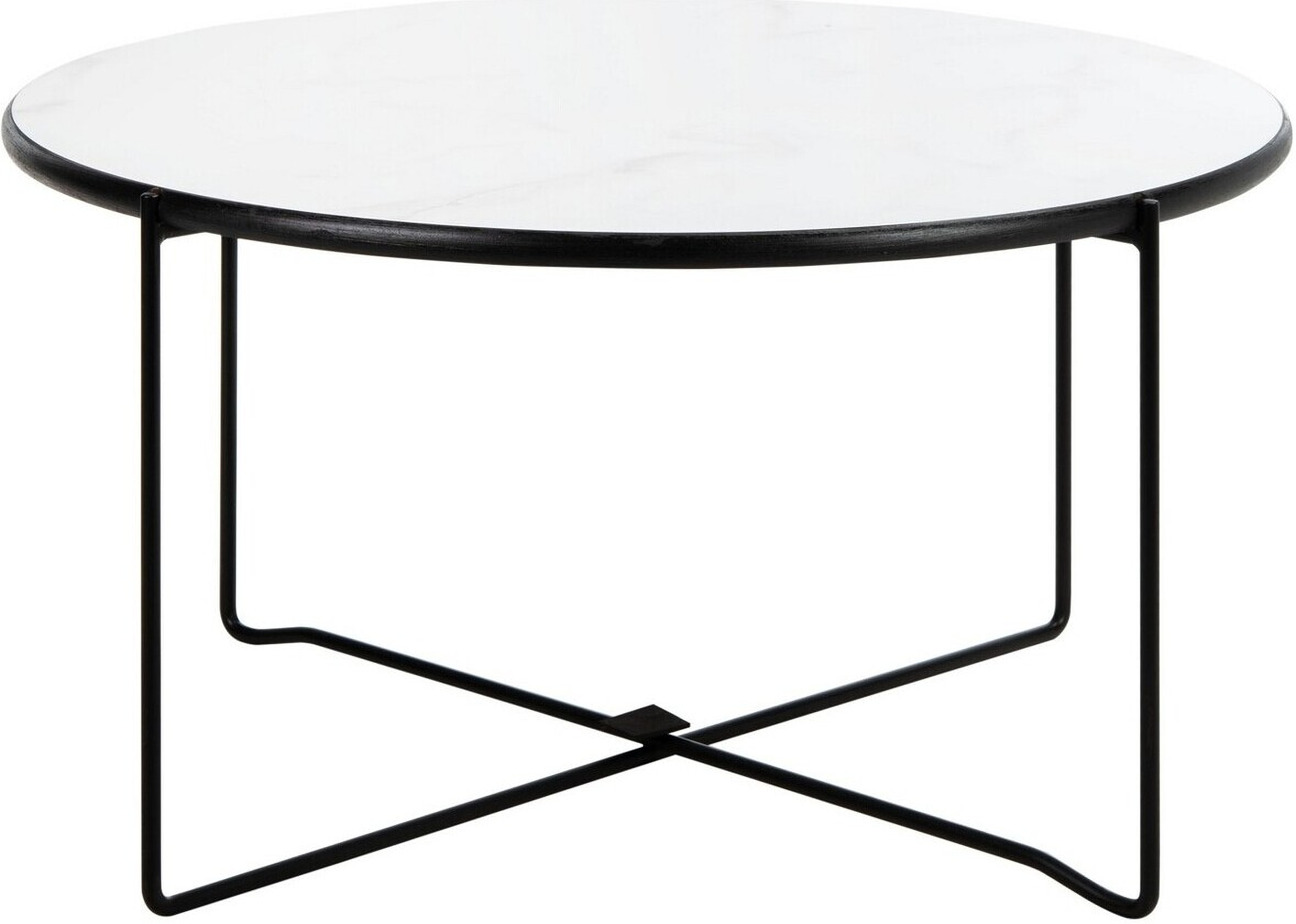 Wrena Round Coffee Table in White and Black by Safavieh | 1StopBedrooms