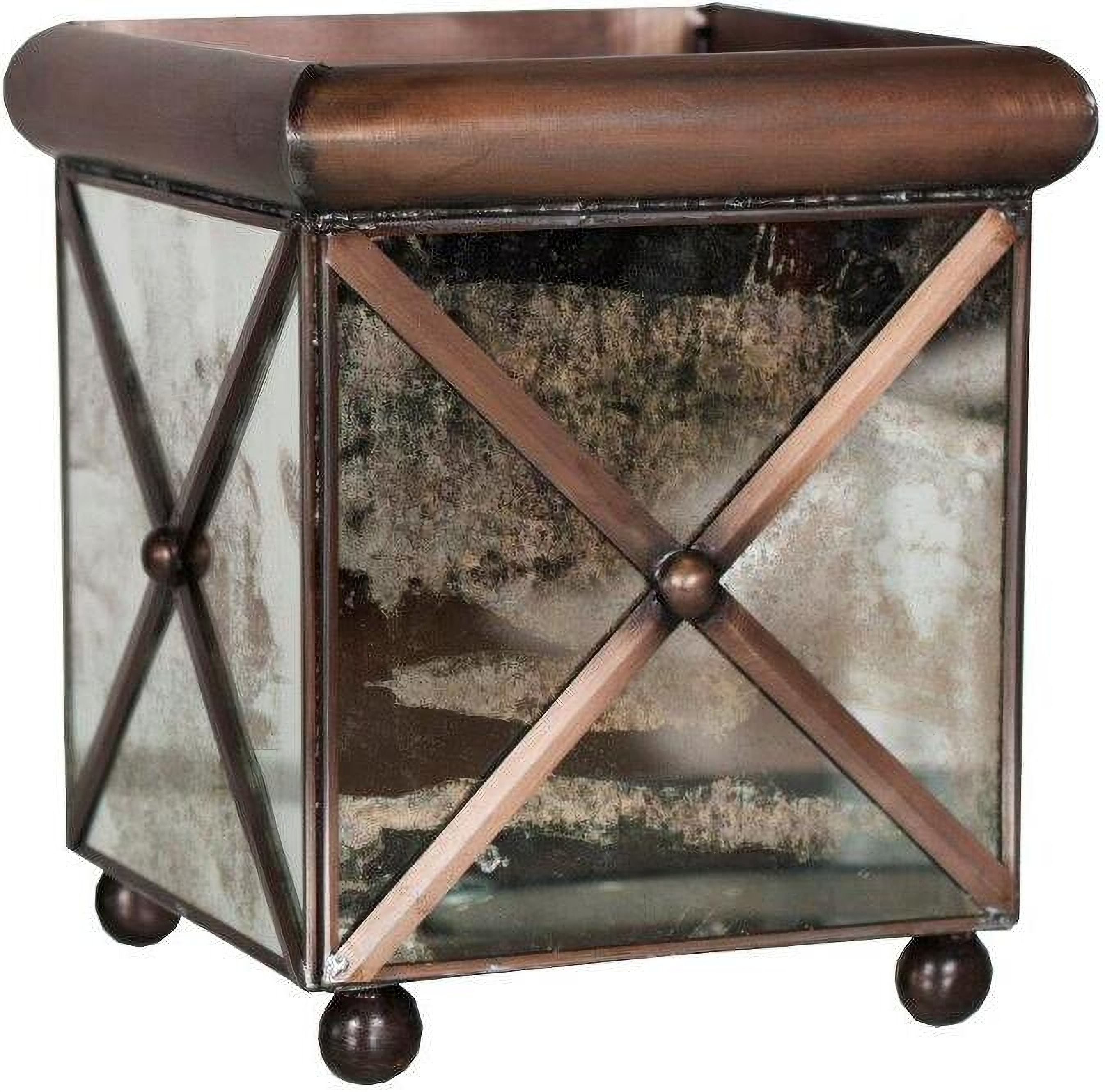Xhatch Brown Medium Antique Mirror Planter by Worlds Away | 1StopBedrooms