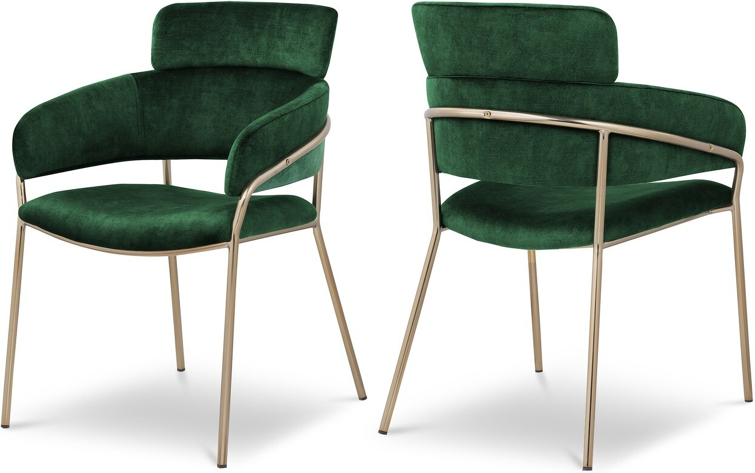 Yara Velvet Dining Chair Set of 2 In Green by Meridian | 1StopBedrooms